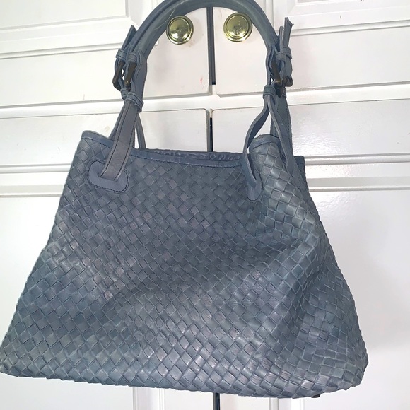 Valentina | Bags | Valentina Powder Blue Soft Woven Italianmade Leather ...